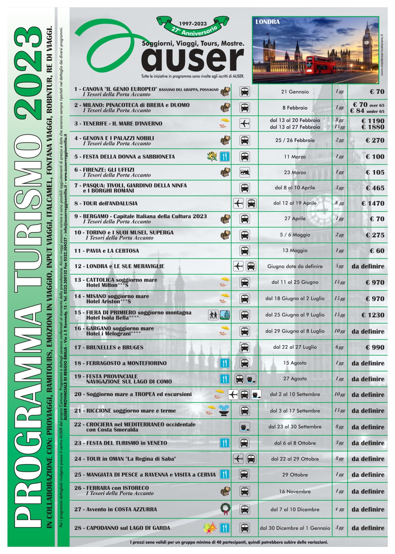 Turismo Auser 2023: consulta il nuovo programma viaggi! - Auser Reggio ...